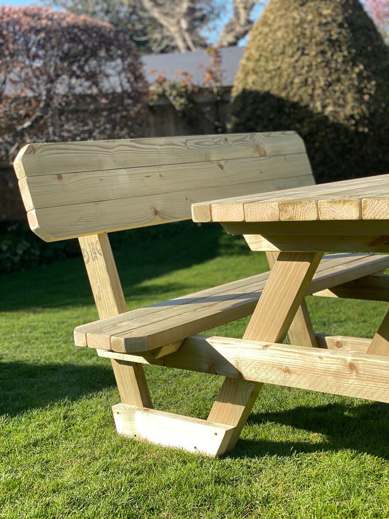 Wooden Bench A frame Extra With Seat Backs 4 seat – BenchUK LTD