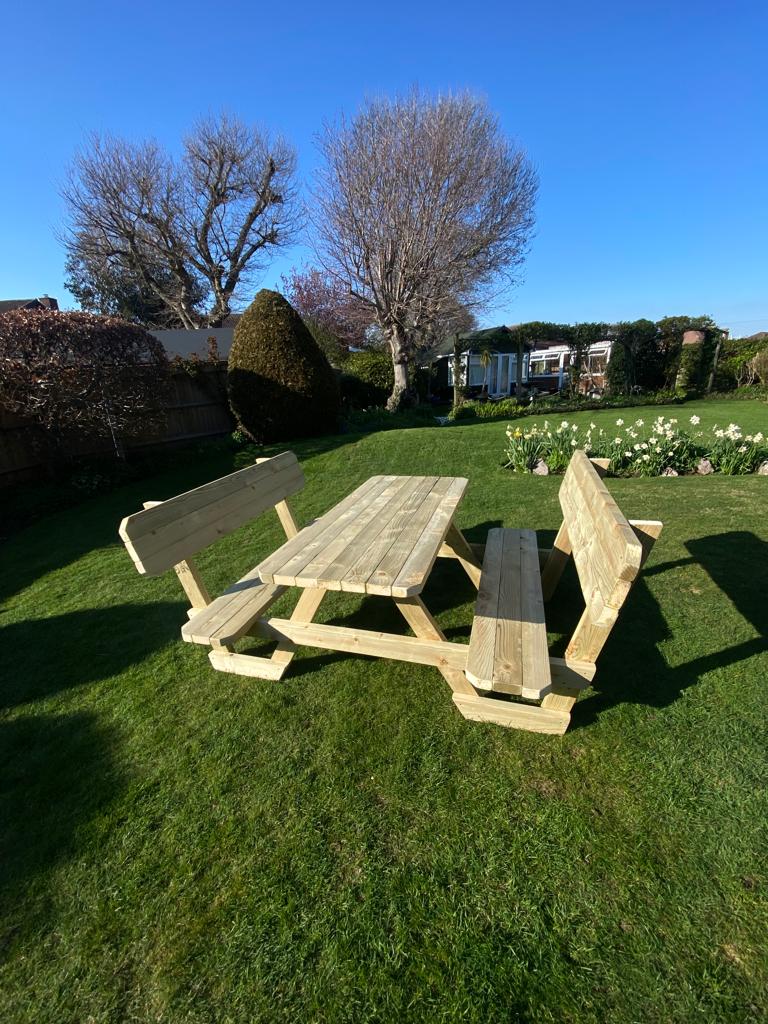 Wooden Bench A frame Extra With Seat Backs 6 Seat – BenchUK LTD