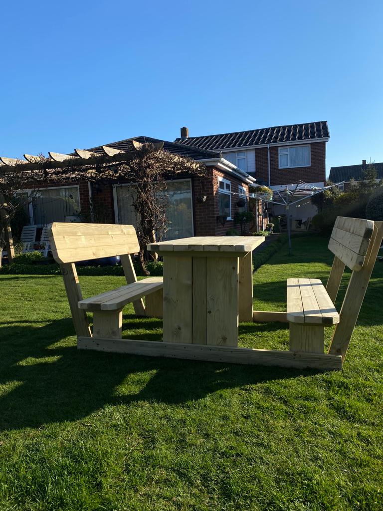 Walk In Heavy Duty Wooden Benches with Seat Backs 8 seat – BenchUK LTD