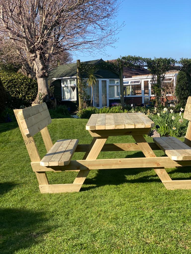 Wooden Bench A frame Extra With Seat Backs 10 seat – BenchUK LTD