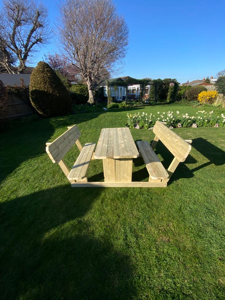 Walk In Heavy Duty Wooden Benches with Seat Backs 4 seat – BenchUK LTD