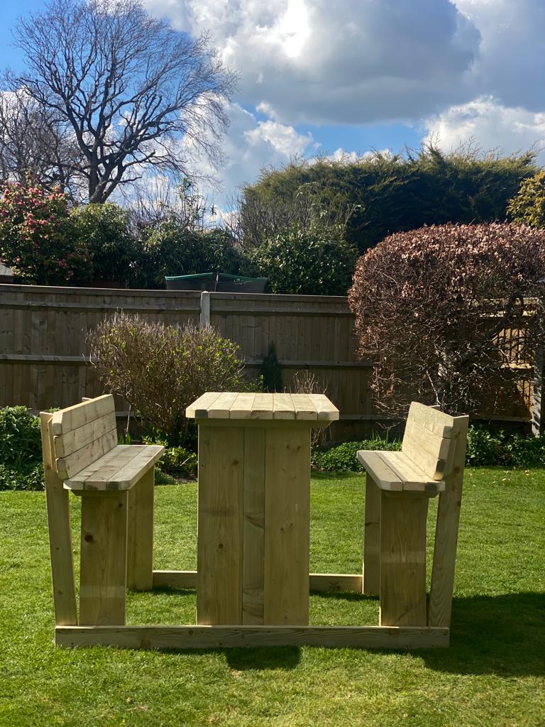 Wooden Walk In Bar height bench Seating 4 seat – BenchUK LTD