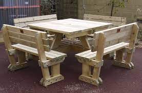 Square Wooden Benches with Seat Backs – BenchUK LTD