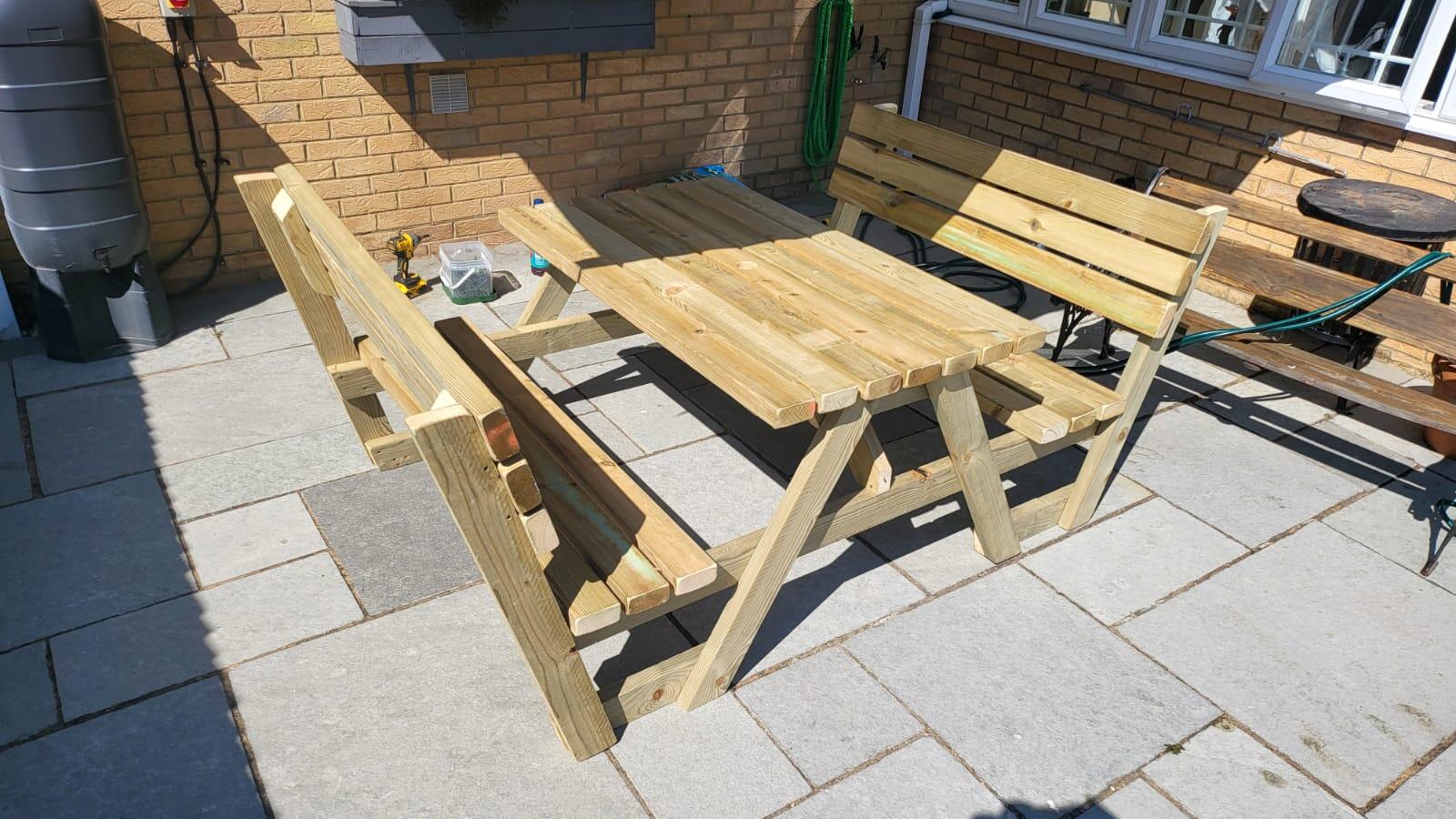 Wooden Bench A frame Extra With Seat Backs 6 Seat – BenchUK LTD