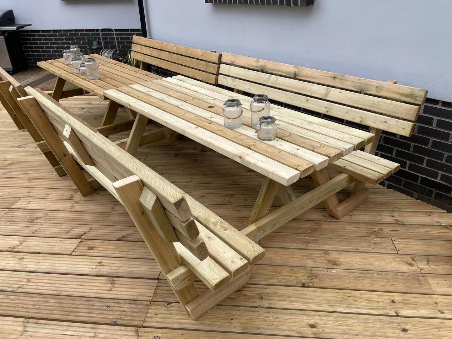 Wooden Bench A frame Extra With Seat Backs 6 Seat – BenchUK LTD