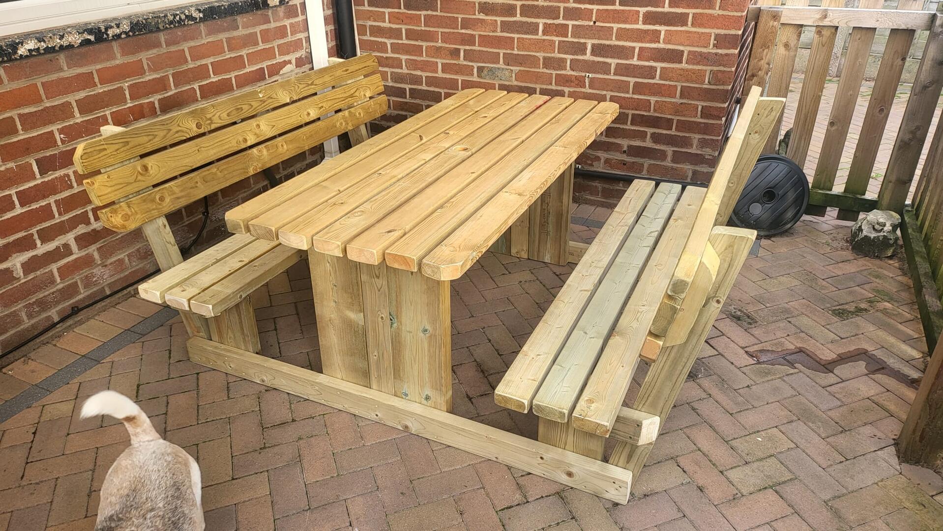 Walk In Heavy Duty Wooden Benches with Seat Backs 8 seat – BenchUK LTD